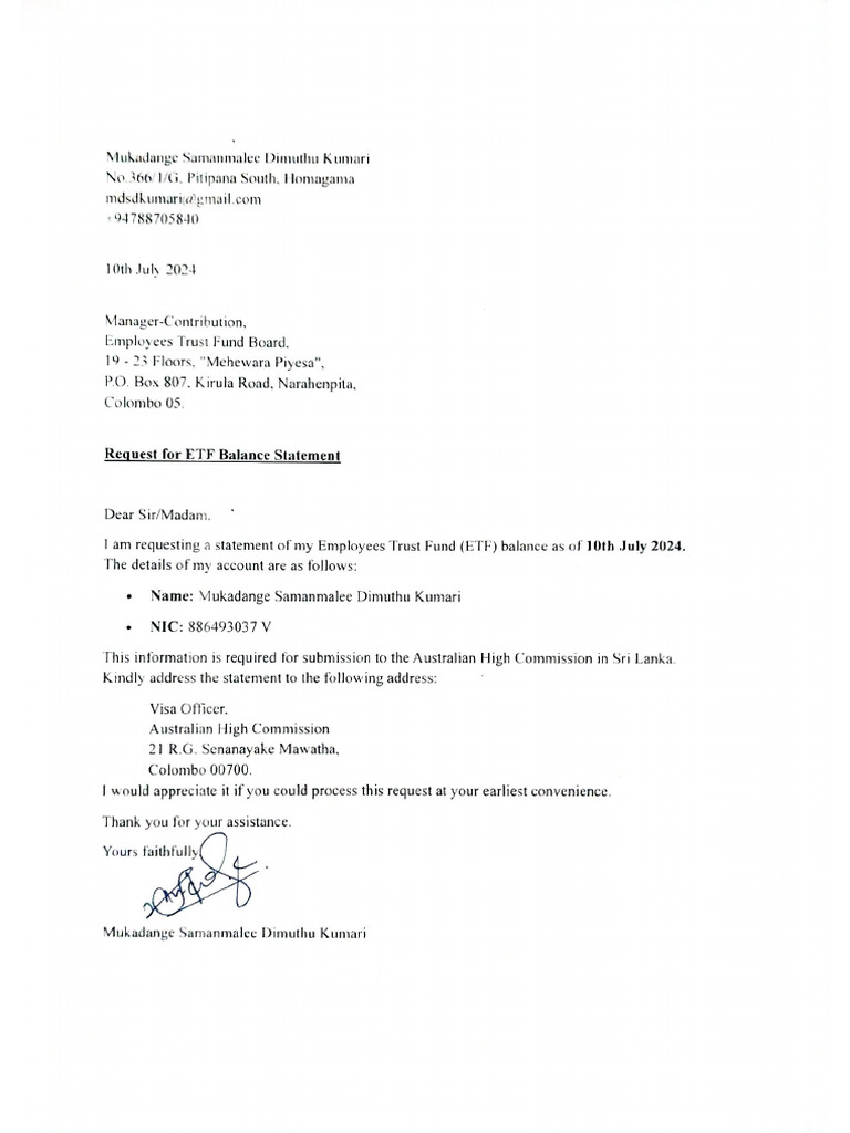 ETF Request Letter | PDF