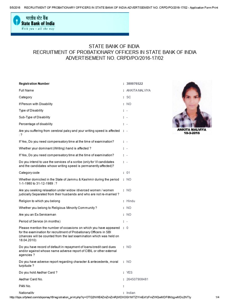 SBI Probationary Officer Recruitment 2016 | PDF