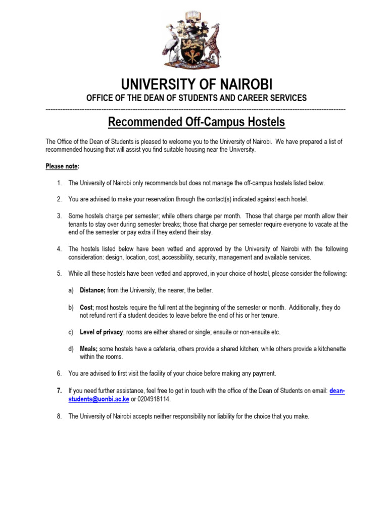 Alternative Accommodation For UoN Students - 29.7.24 | PDF | Hostel