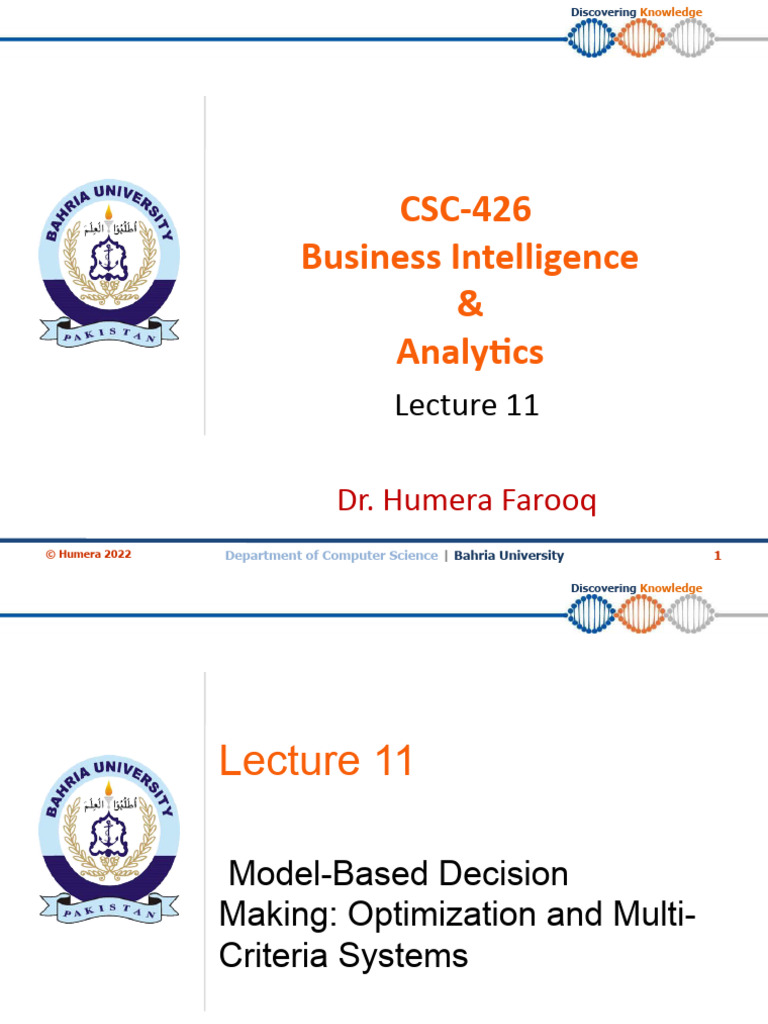 11 Lecture 11 Model Based Decision Making Optimization And Multi