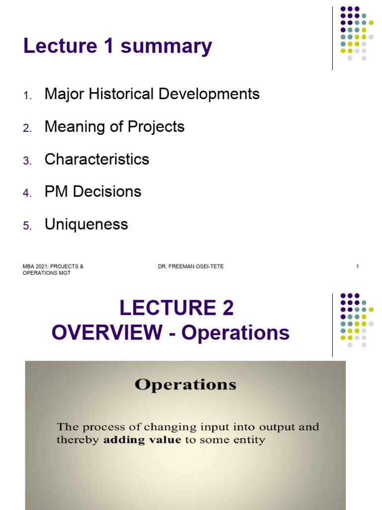 2021 2022 LECTURE 2 MBA Overview of Operations New | PDF | Innovation | Marketing