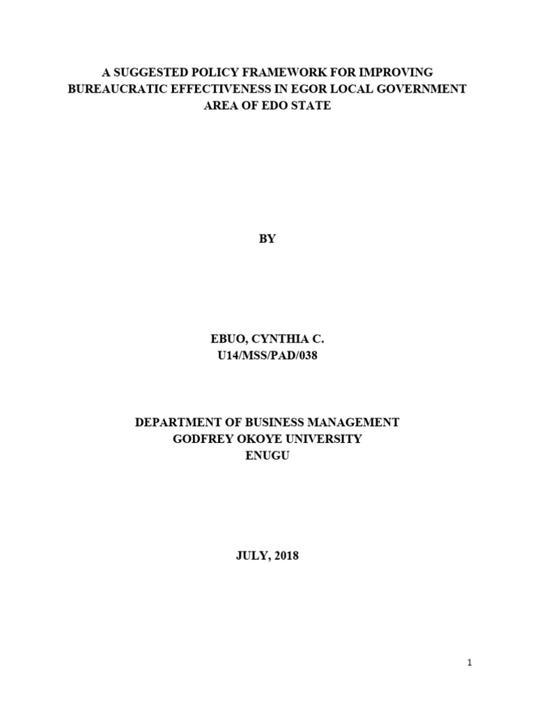 A Suggested Policy Framework For Improving Bureaucratic Effectiveness ...