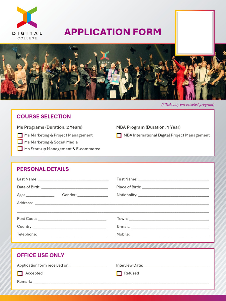 Application Form Digital College | PDF