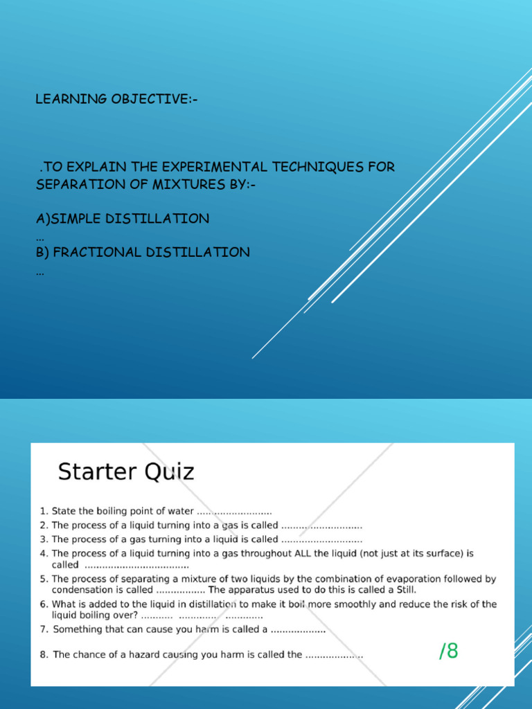 Distillation Techniques For Mixture Separation Pdf Distillation