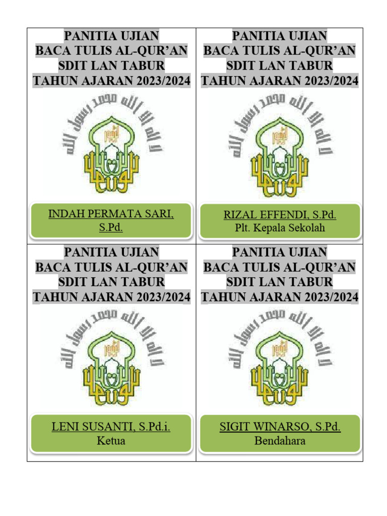CO-CARD PANITIA UJIAN | PDF