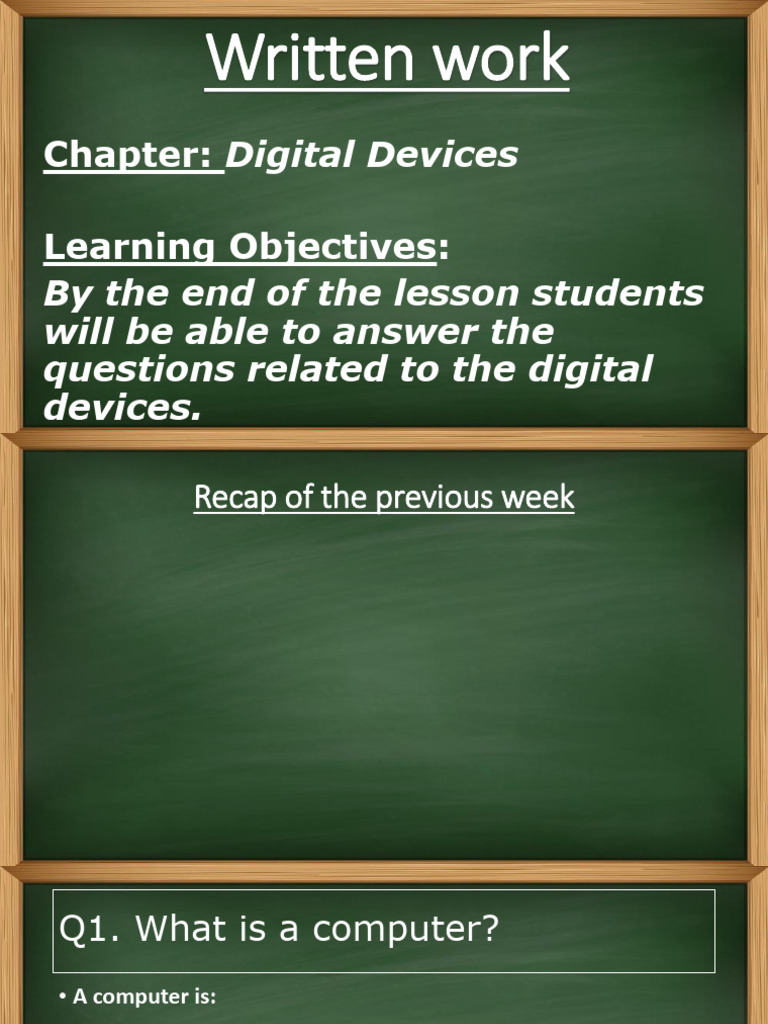 Written Work Chapter 1 Part 1 | PDF