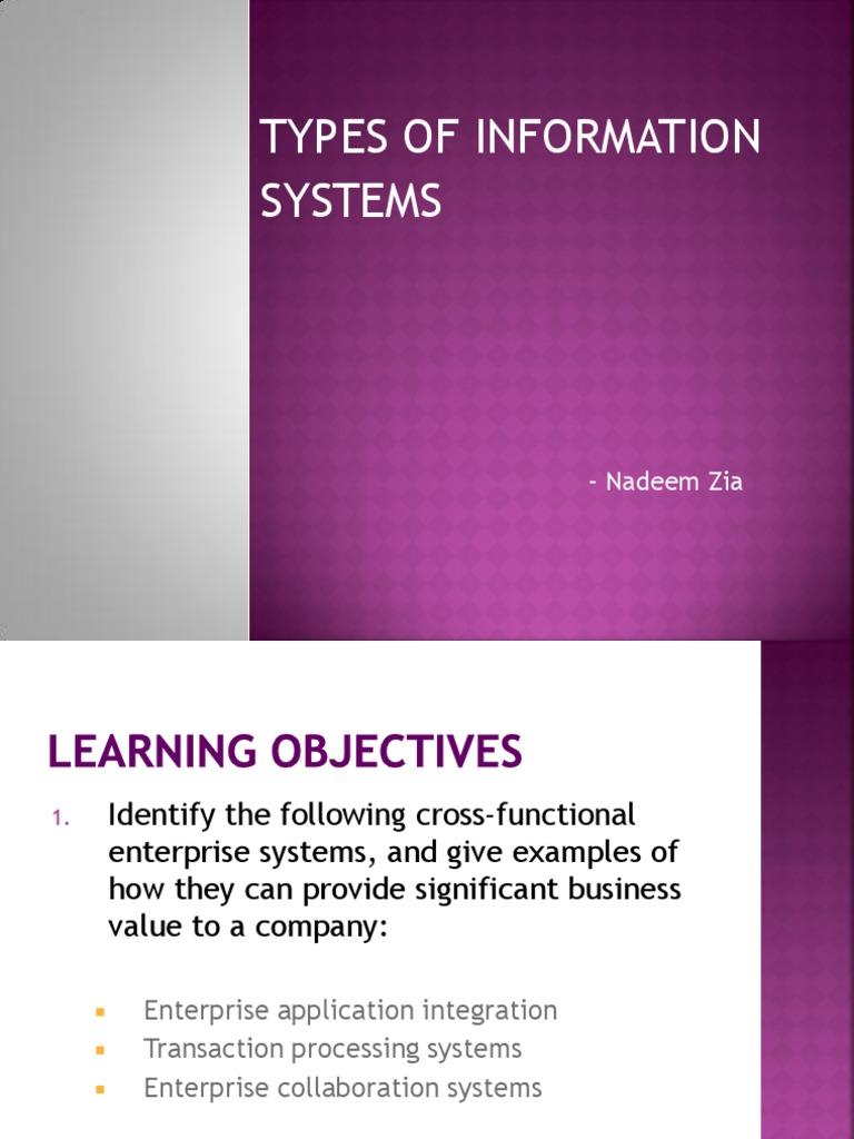 Types of Information Systems | PDF | Supply Chain Management | Business ...