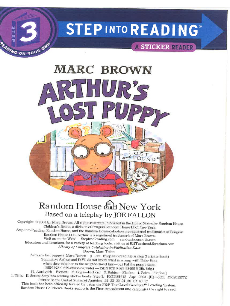 STEP INTO READING 3 - Arthur - 4 - Arthur - S Lost Puppy | PDF