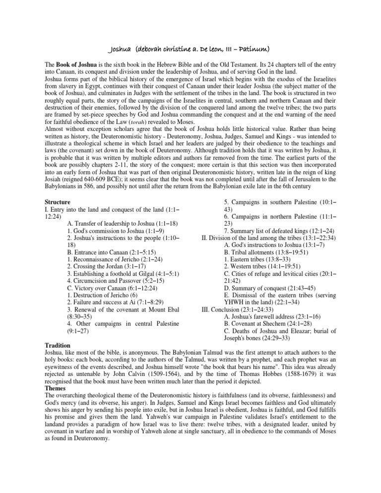 Book of Joshua | PDF | Joshua | Christian Bible