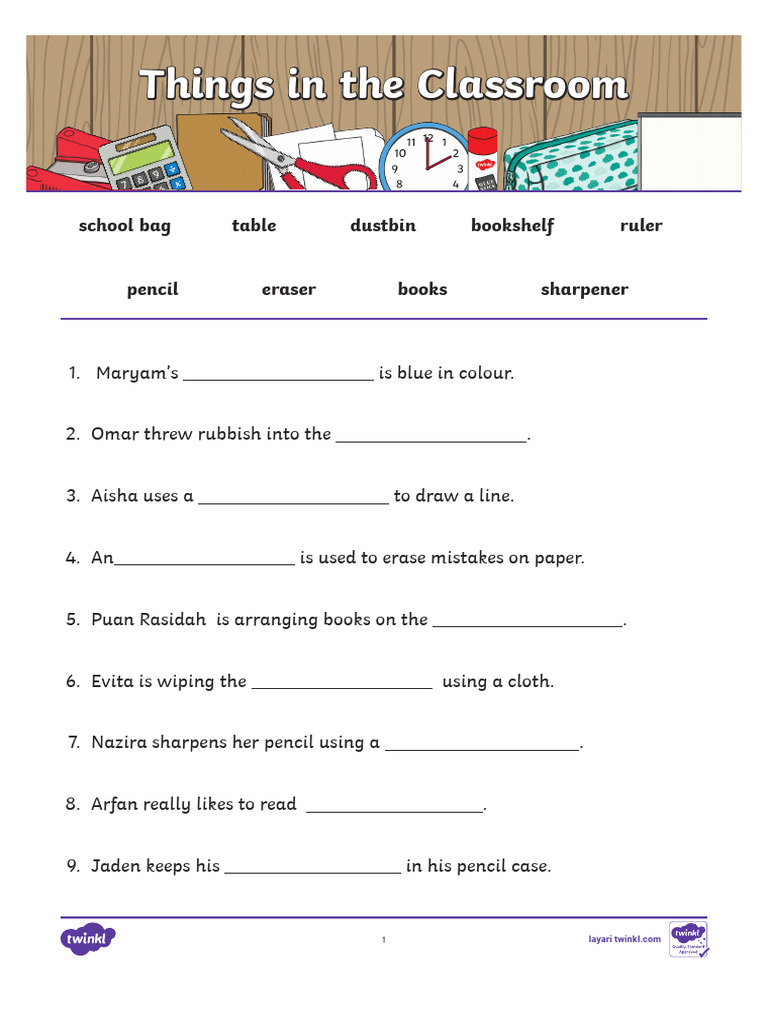 Classroom Objects and Activities Guide | PDF | Language Arts & Discipline