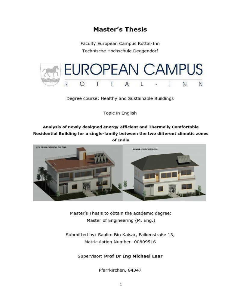 Master Thesis Report (Healthy & Sustainable Buildings) | PDF ...