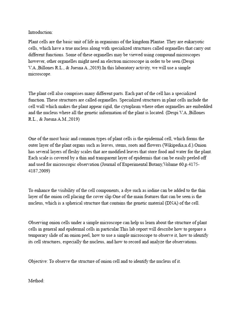 Plant Cell Lab Report | PDF | Cell (Biology) | Plants