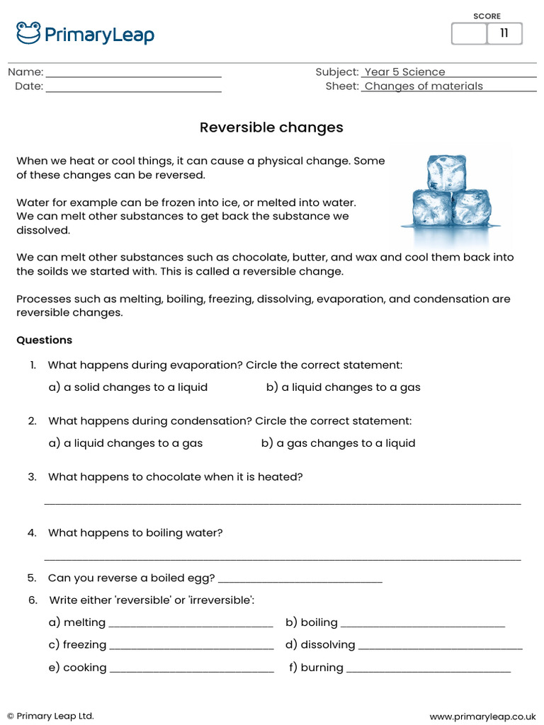 Reversible Changes: Questions | PDF
