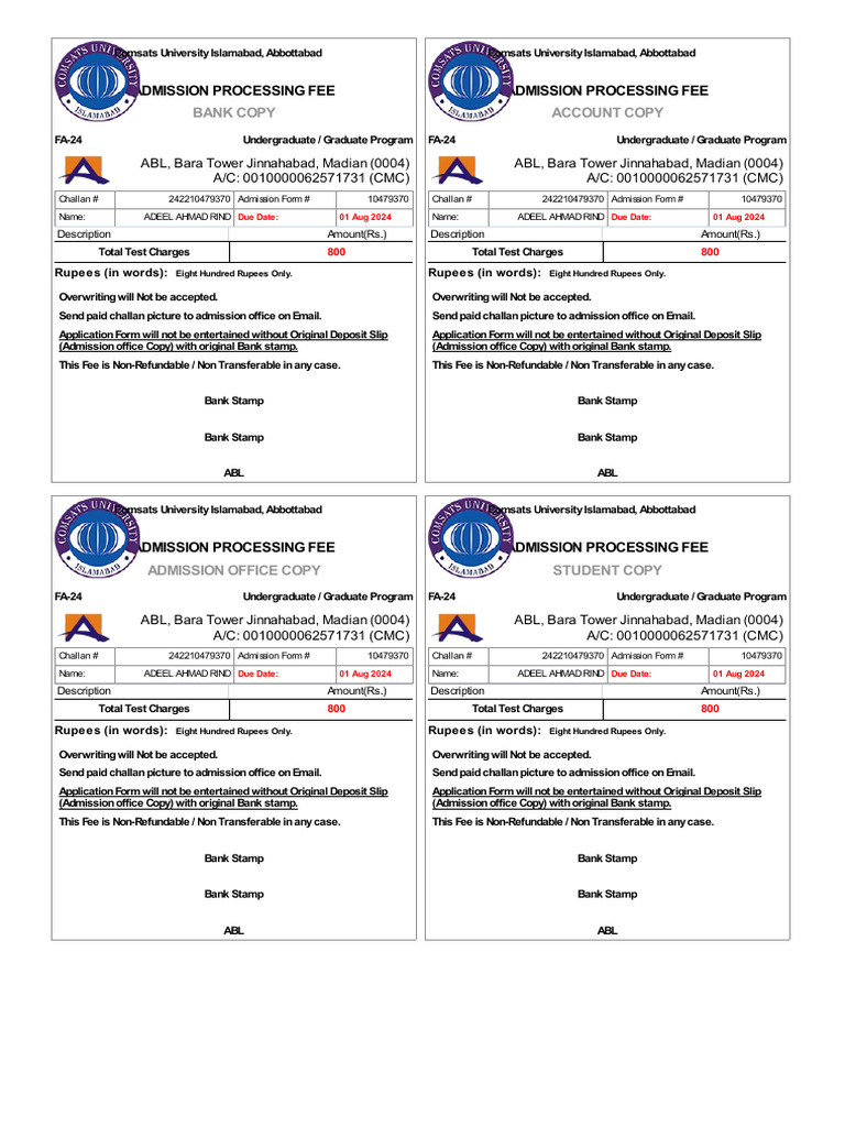 New NTSFee Challan | PDF | Service Industries | Economy Of India