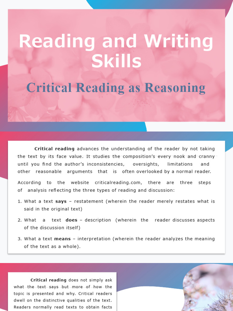 Reading and Writing Skills Critical Reading As Reasoning | PDF | Argument