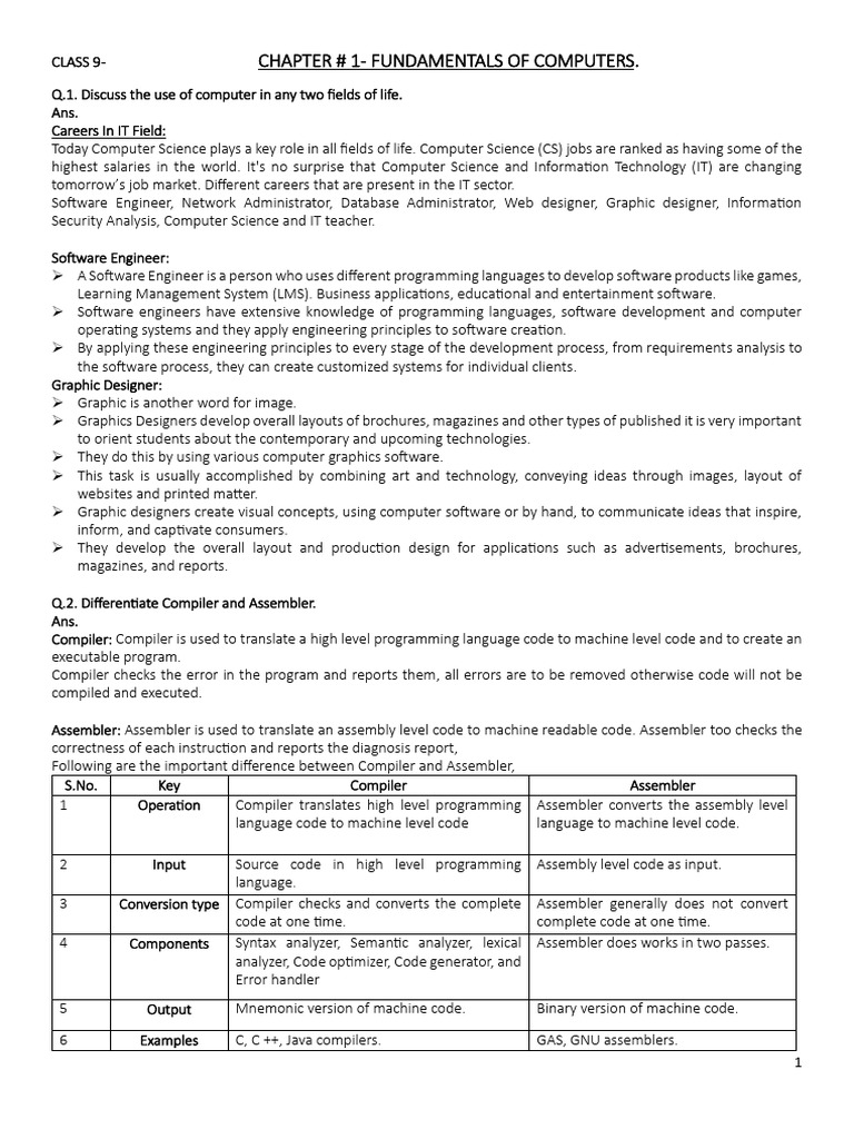 Class 9 ch#1 Notes 2024-25 | PDF | Usb Flash Drive | Computer Data Storage
