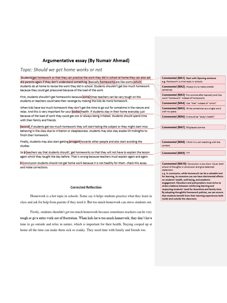 Argumentative Essay - Reviews | PDF | Homework | Teachers