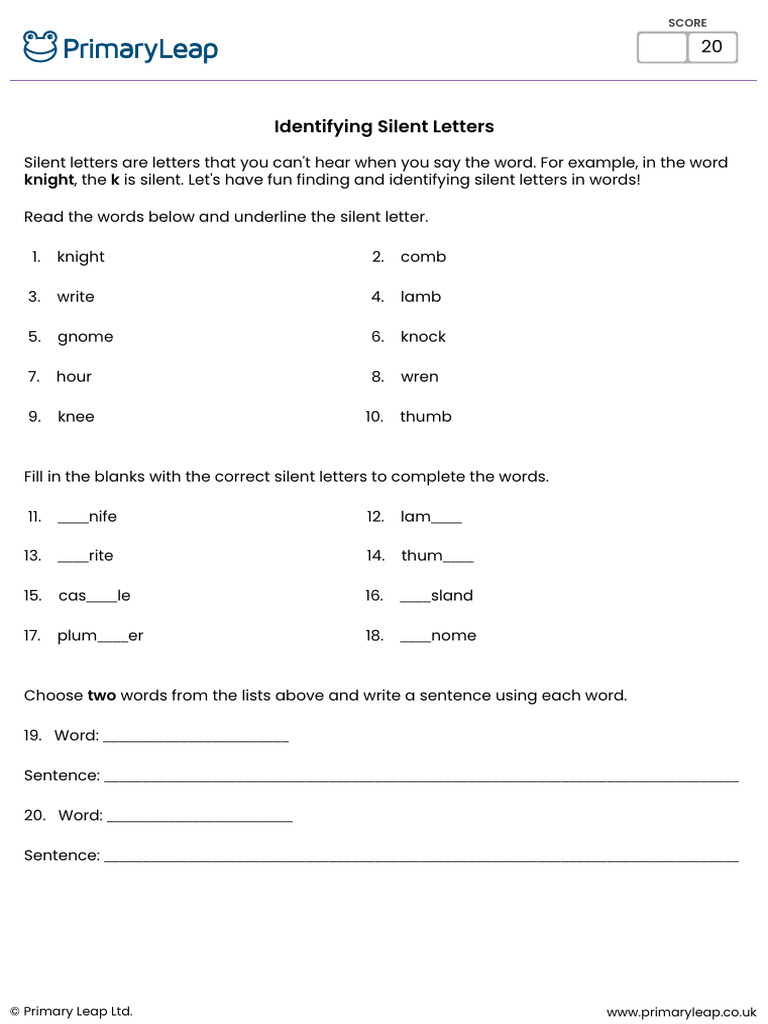 Identifying Silent Letters: Knight, The K Is Silent. Let's Have Fun ...