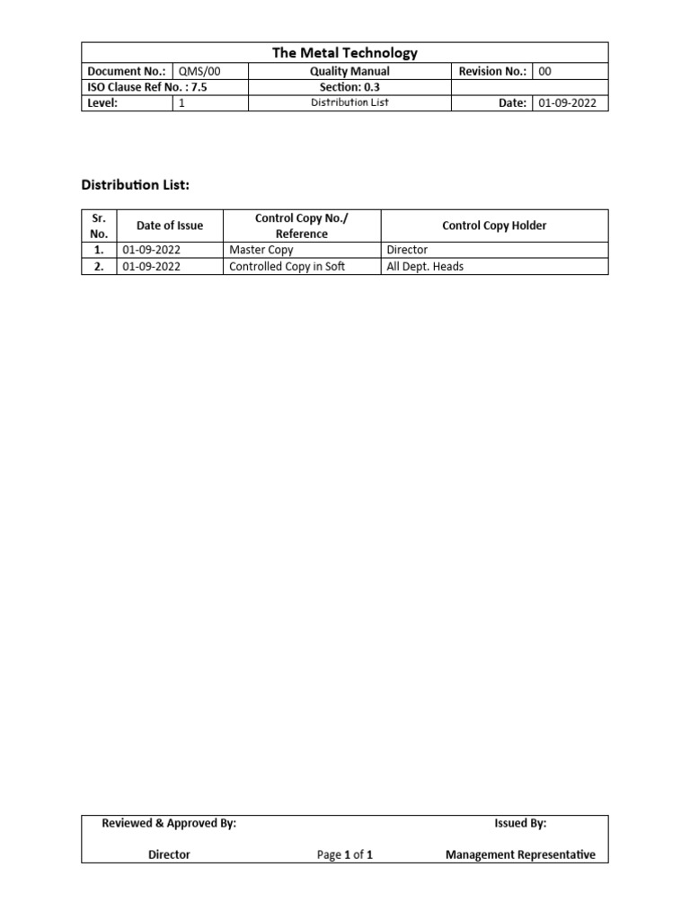 0.3 - Distribution List | PDF