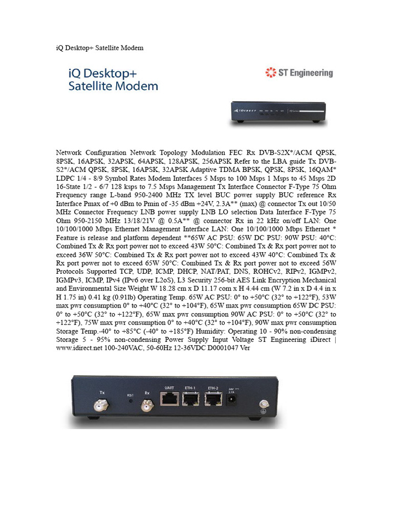 DataSheet - Modem - iQ-Desktop-PlusSat | PDF
