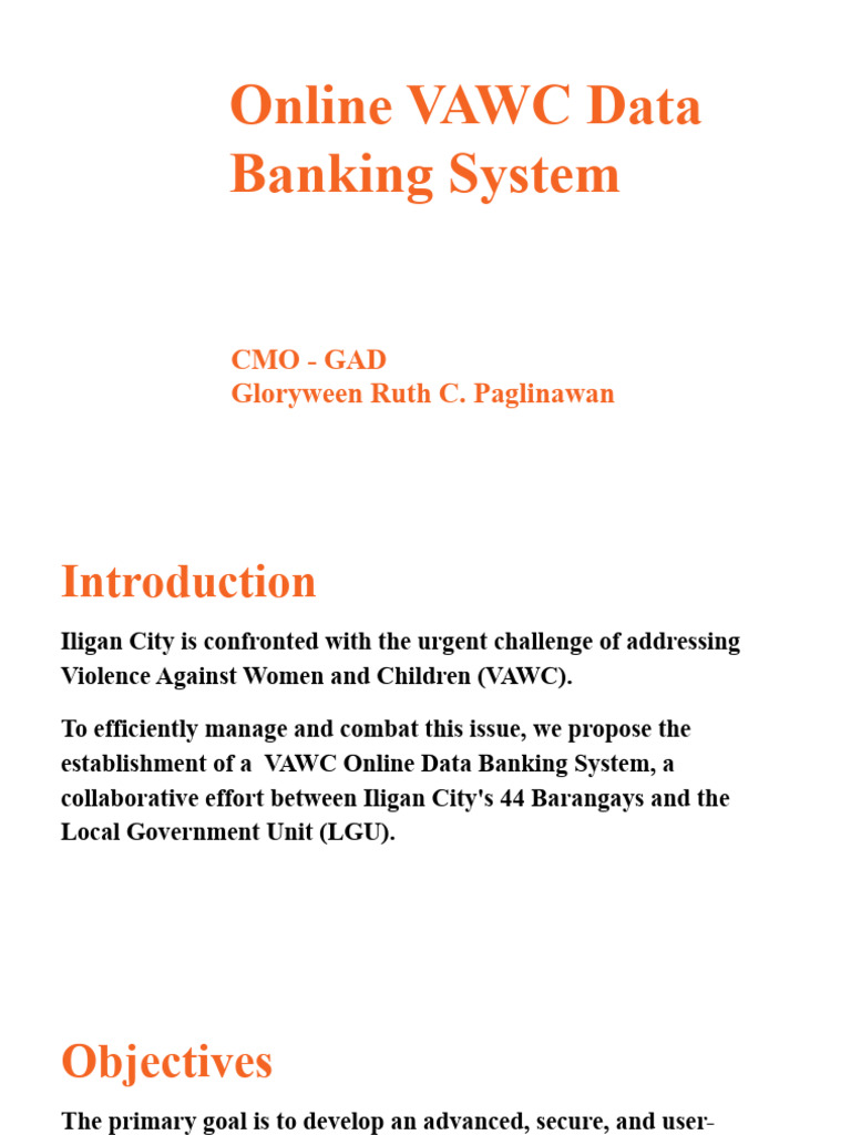 VAWC Online Data Banking System Proposal | PDF | Usability | Internet