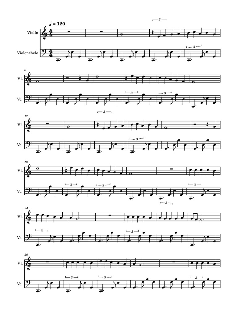 Violin and Cello Notation Guide | PDF