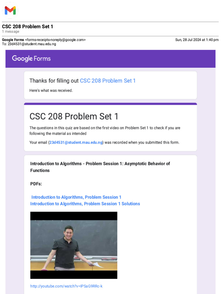 Gmail - CSC 208 Problem Set 1 | PDF | Exponential Function | Mathematics