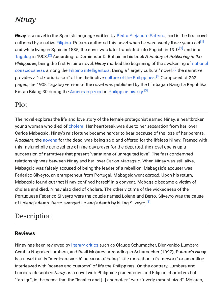 Nínay - Wikipedia | PDF | Spanish Language Novels | Spanish Language ...