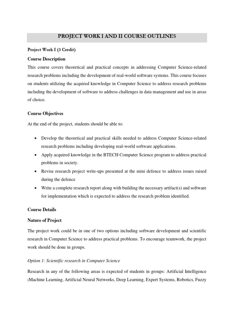 Project Work I and Ii Course Outlines | PDF | Computer Science | Security