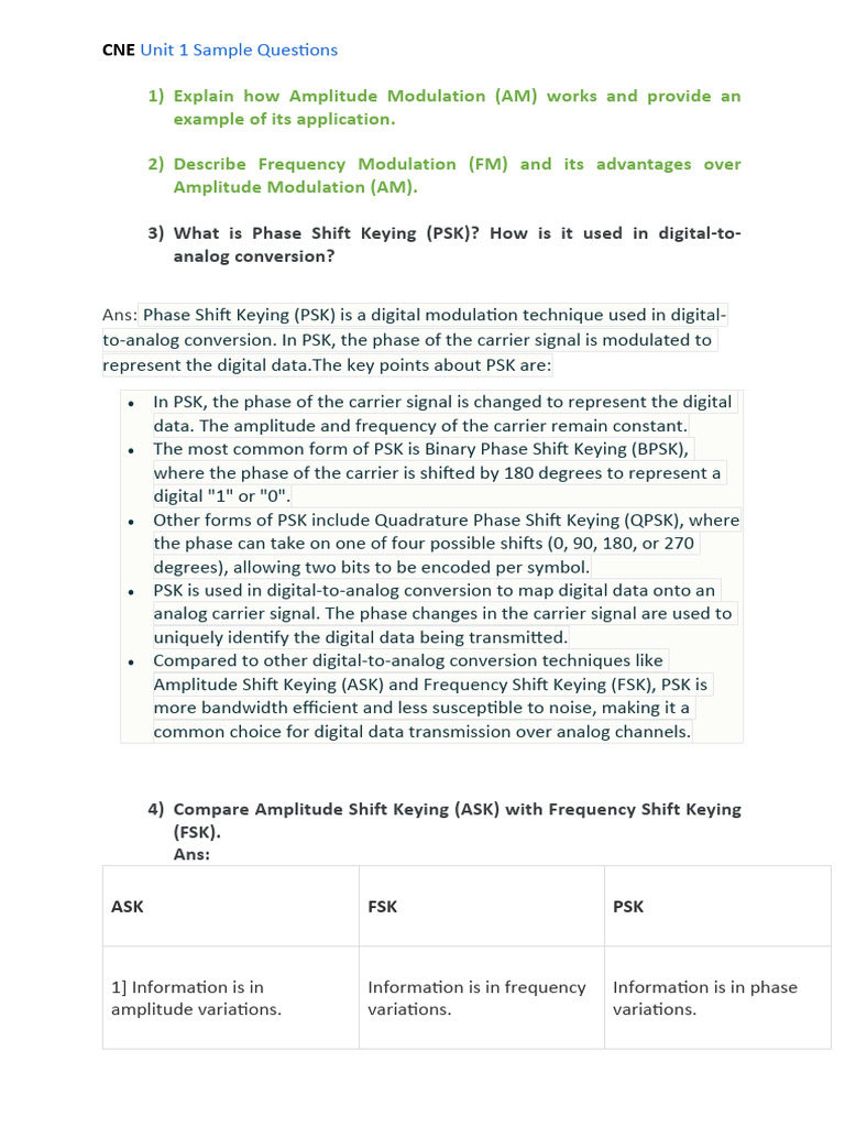 CNE Unit 1 Sample Questions | PDF | Osi Model | Computer Network
