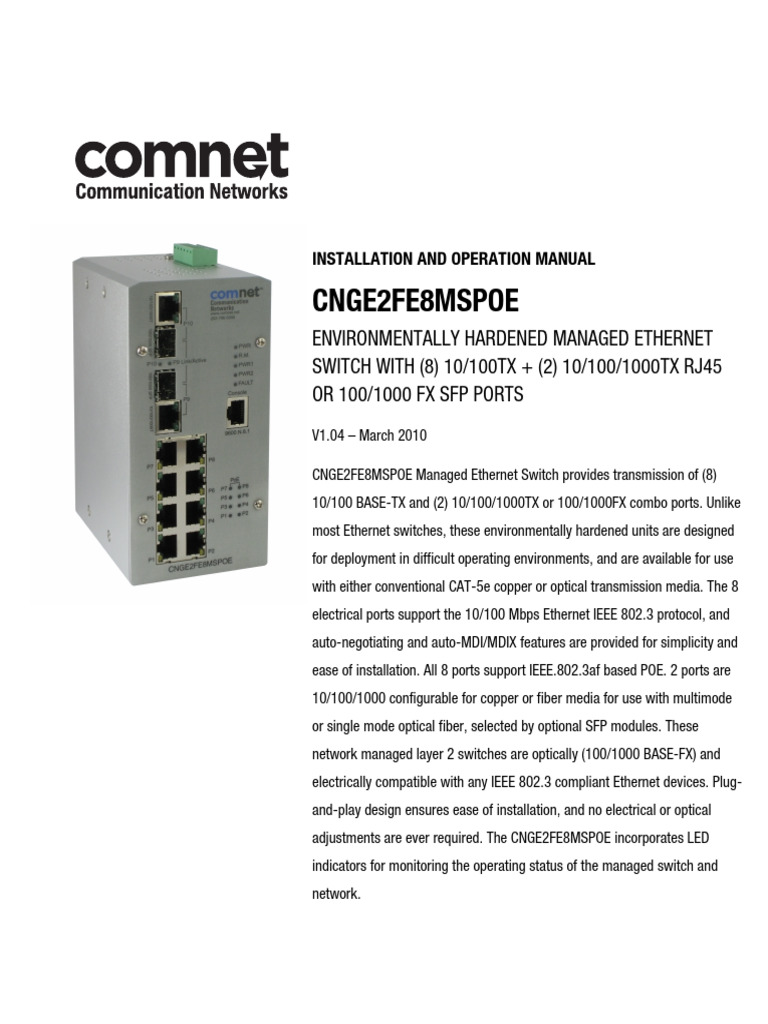 Comnet Access Switch | PDF | Ip Address | Computer Network