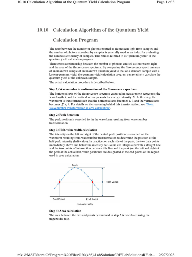 Quantum Yield Calculation Methodology | PDF | Fluorescence Spectroscopy ...