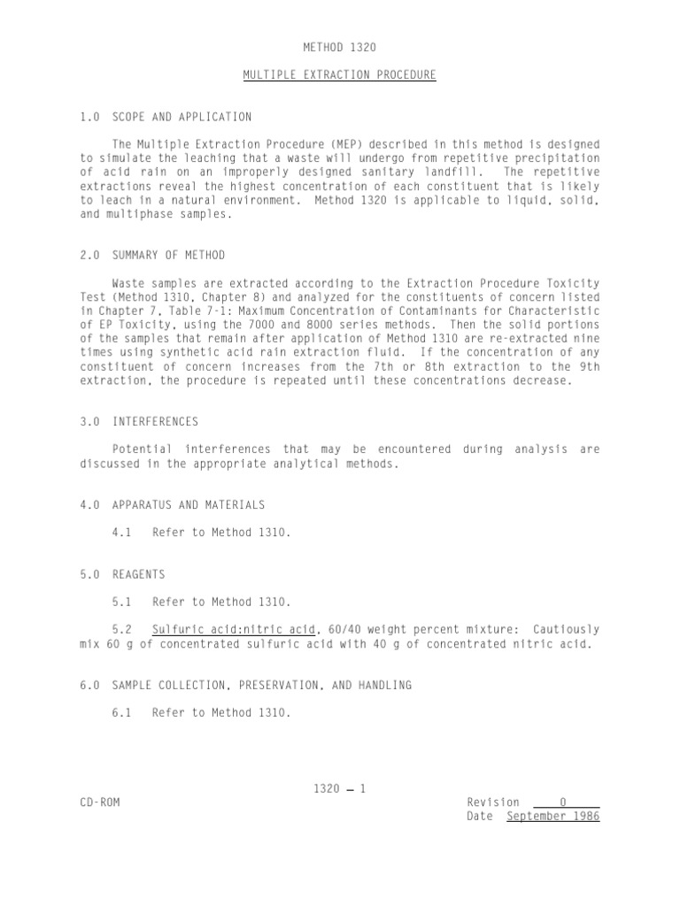 EPA1320 - Multiple Extraction Procedure | PDF | Nitric Acid ...