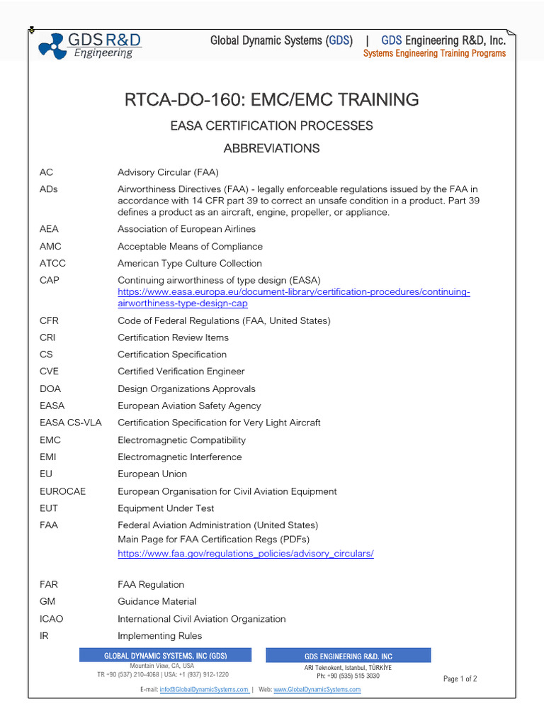 GDS-GUIDE-01-FAA-EASA-CertificationProcess-List of Abbreviations-2024. ...