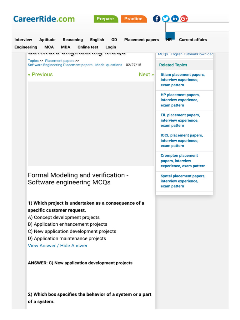 Formal Modeling and Verification - Software Engineering MCQs ... Formal Modeling and Verification - Software Engineering MCQs ...