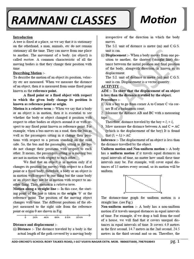 Motion | PDF | Velocity | Acceleration