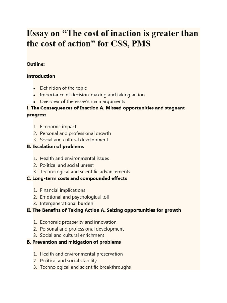 The Cost of Inaction Is Greater Than The Cost of Action | PDF ...