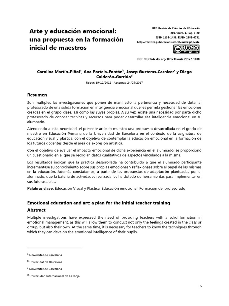 Arte y Educacion Emocional Una Propuesta | PDF | Las emociones ...