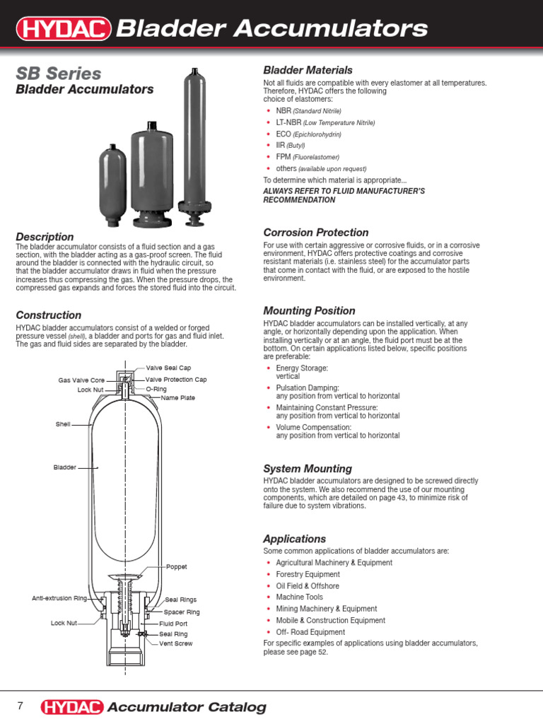 Acumulador Bexiga Hydac - Catalogo | PDF | Steel | Valve