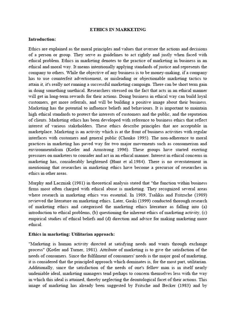 Ethics in Marketing | PDF | Marketing | Nestlé