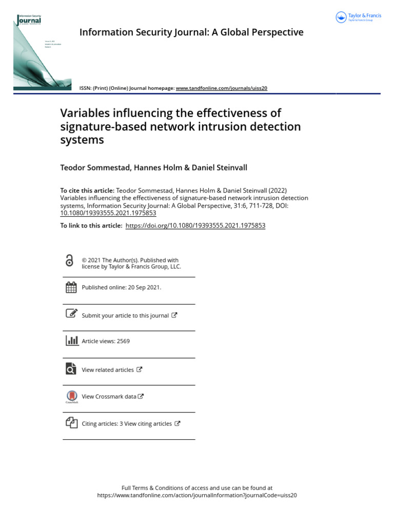 Variables Influencing The Effectiveness Of Signature Based Network Intrusion Detection Systems