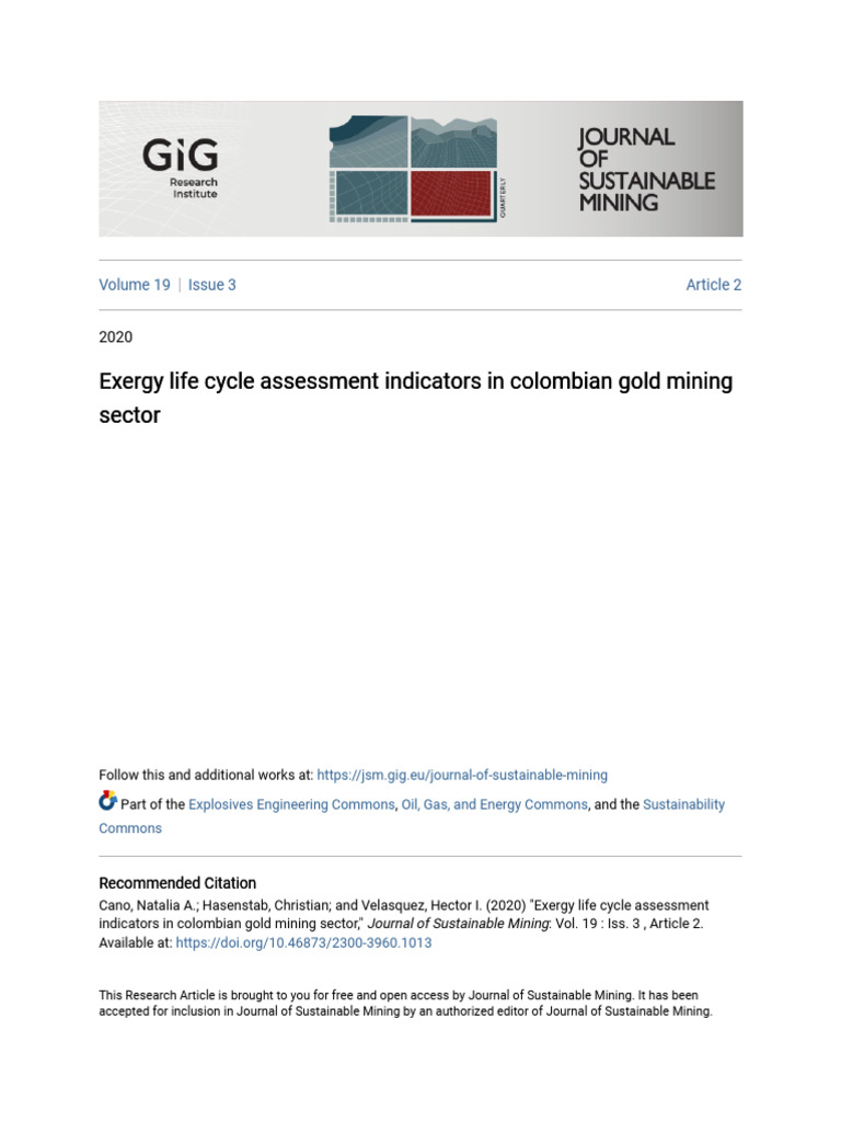 Exergy Life Cycle Assessment Indicators in Colombian Gold Mining | PDF ...