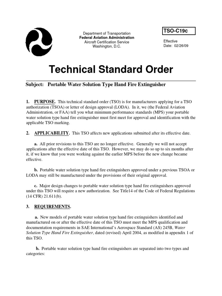 TSO C19c | PDF | Federal Aviation Administration | Specification ...