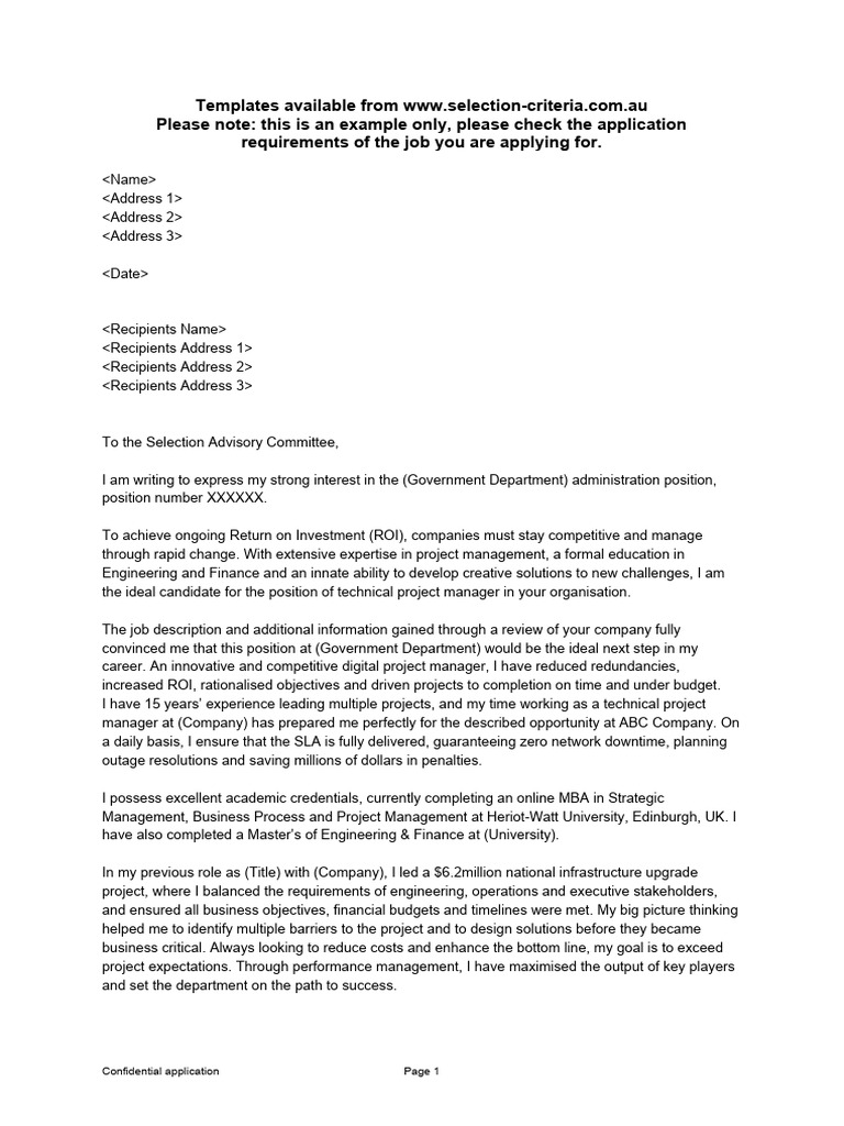 Template Examples - 2 Page Cover Letter | PDF | Project Management | Résumé