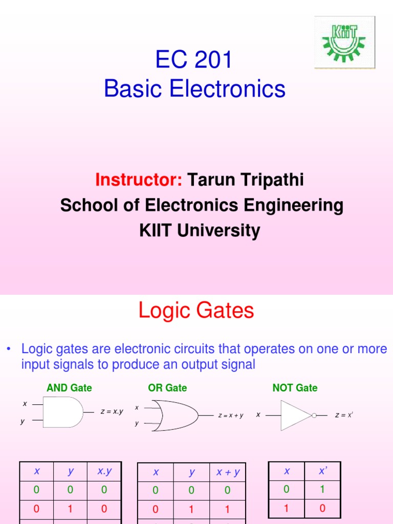EC 201 Basic Electronics: Tarun Tripathi School of Electronics ...
