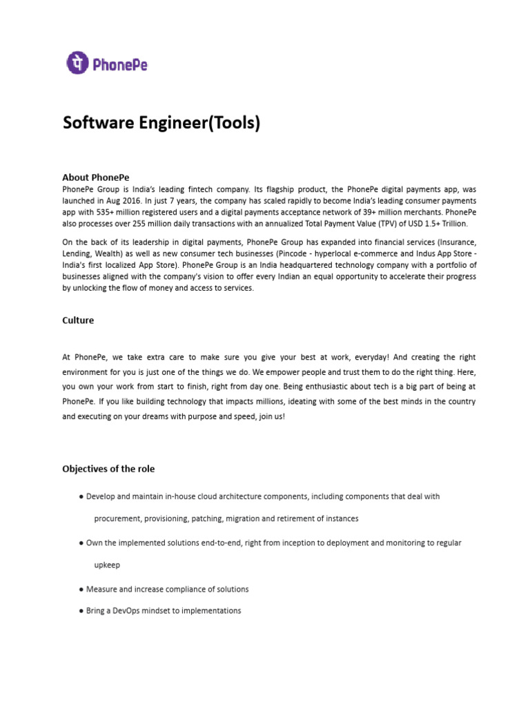 JD- Intern-Software Engineer(Tools) | PDF | Computing | Information Technology