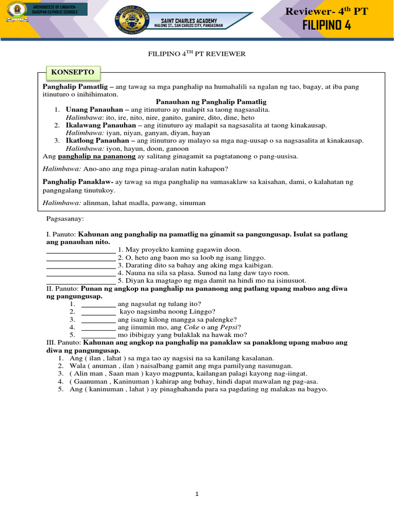 Filipino 4 - 4th PT Reviewer | PDF