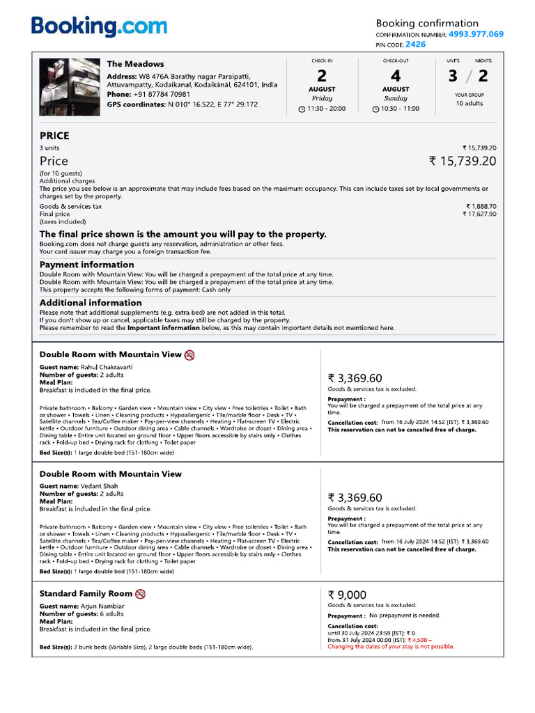 Kodai Booking Stay | PDF