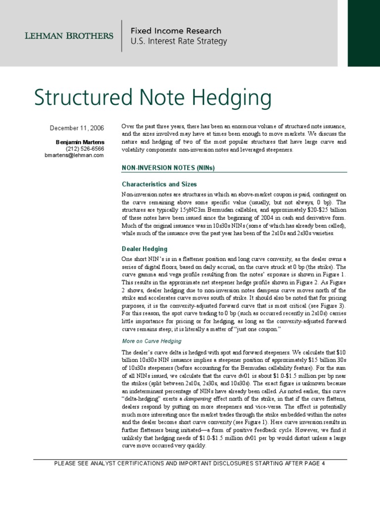 Structured Note Hedging: Non-Inversion Notes (Nins) Characteristics and ...