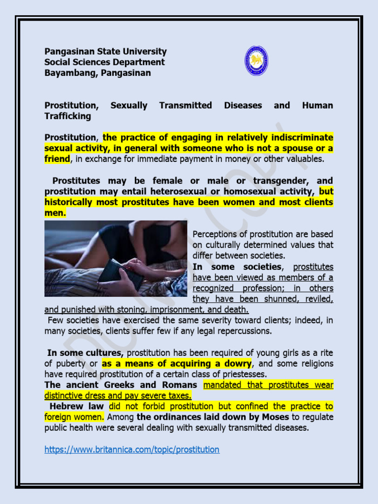 Prostitution, STDs & Human Trafficking | PDF | Sexually Transmitted Infection | Abortion
